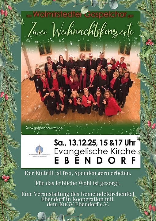Zwei Weihnachtskonzerte mit dem Wolmirstedter Gospelchor in der Kirche ...
